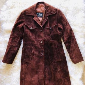 Vintage | Jackets & Coats | Vintage 6s Long Brown Leather Rawhide Coat ...